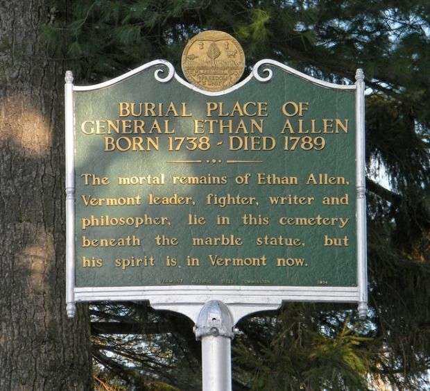 BURIAL PLACE OF GENERAL ETHAN ALLEN MEMORIAL MARKER - National War ...