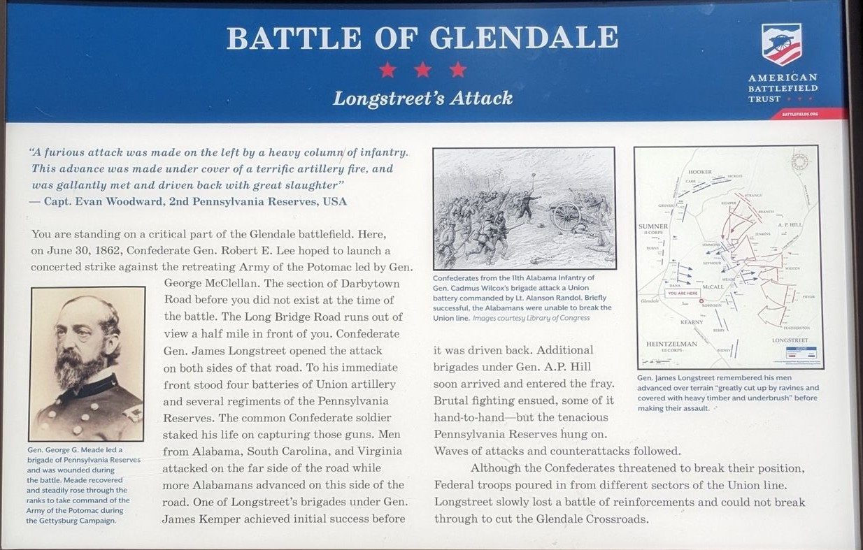 BATTLE OF GLENDALE LONGSTREET'S ATTACK WAR MEMORIAL PANEL - National ...
