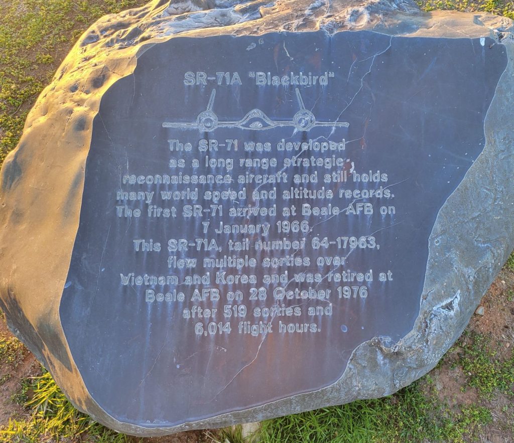 SR-71A BLACKBIRD WAR MEMORIAL AIRCRAFT STONE - National War Memorial Registry