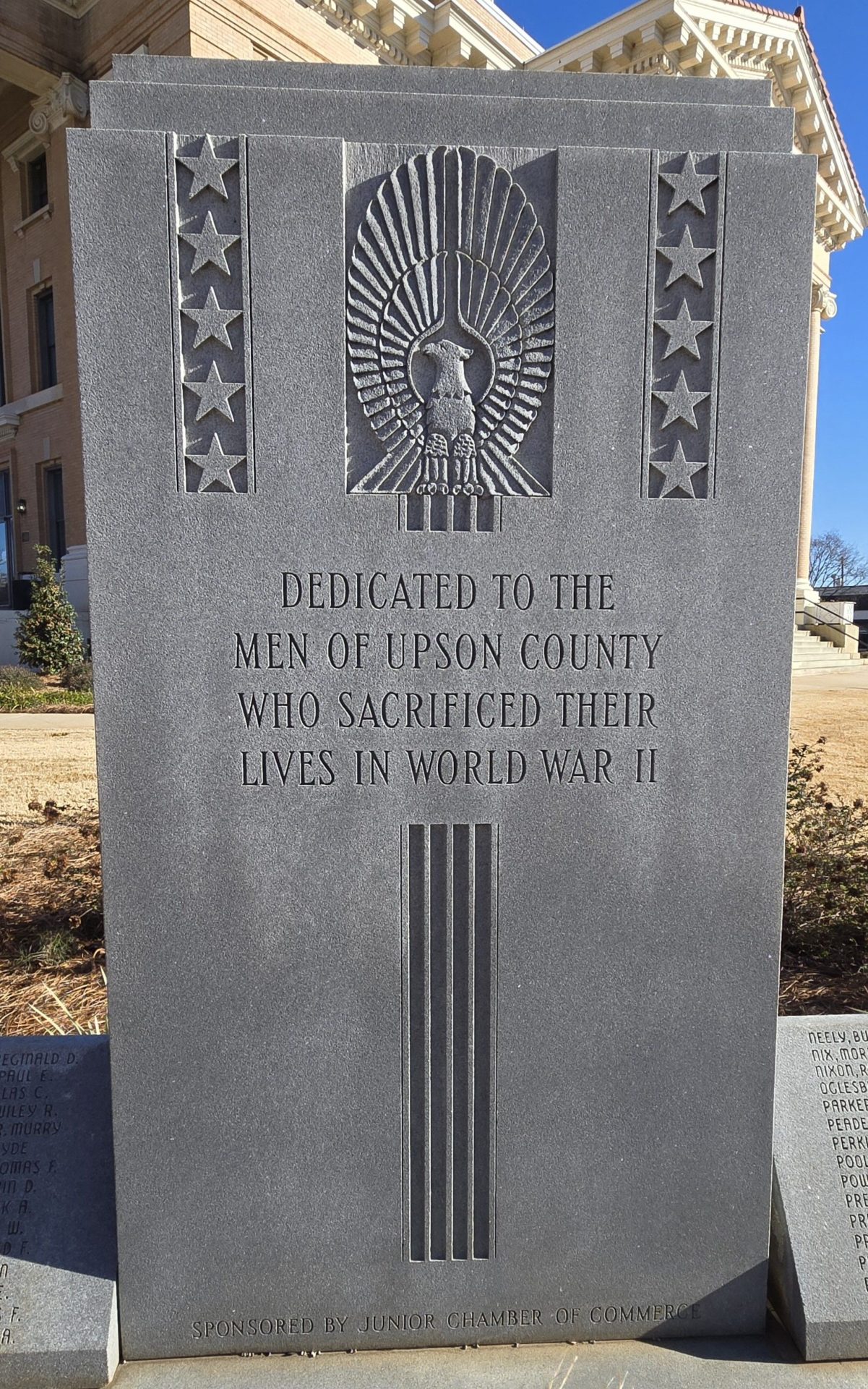 UPSON COUNTY SUPREME SACRIFICE WORLD WAR II MEMORIAL CENTER STONE ...